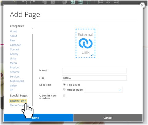 Adding an External link page - Website.com Knowledge Base