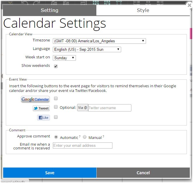 Customizing Calendar Settings - Website.com Knowledge Base